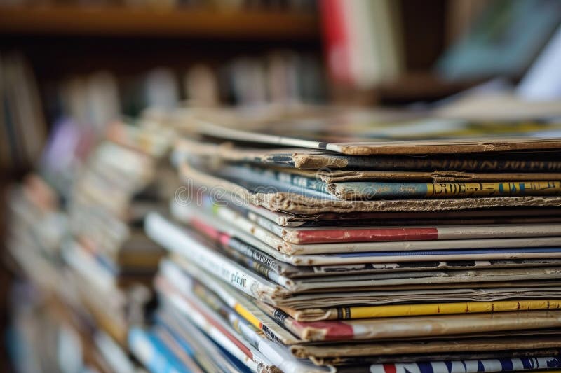 Stack of Magazines on Table Stock Illustration - Illustration of room ...