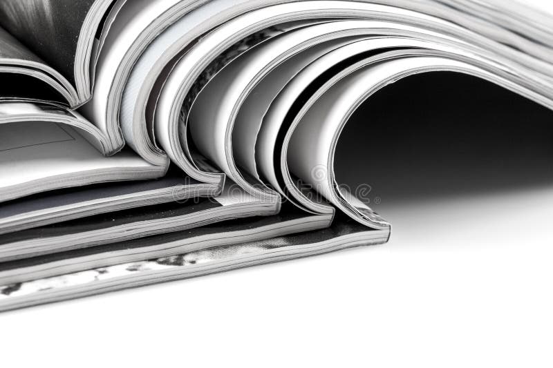 Stack of Magazines on White Background Stock Photo - Image of brochure ...