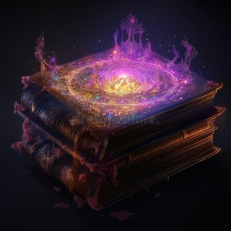 A Stack of Magical Books. AI Generative Stock Illustration ...