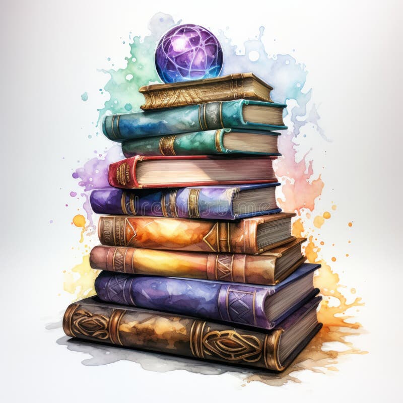 Stack of Magical Looking Books on White Background AI Generated Stock ...