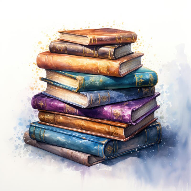Stack of Magical Looking Books on White Background AI Generated Stock ...