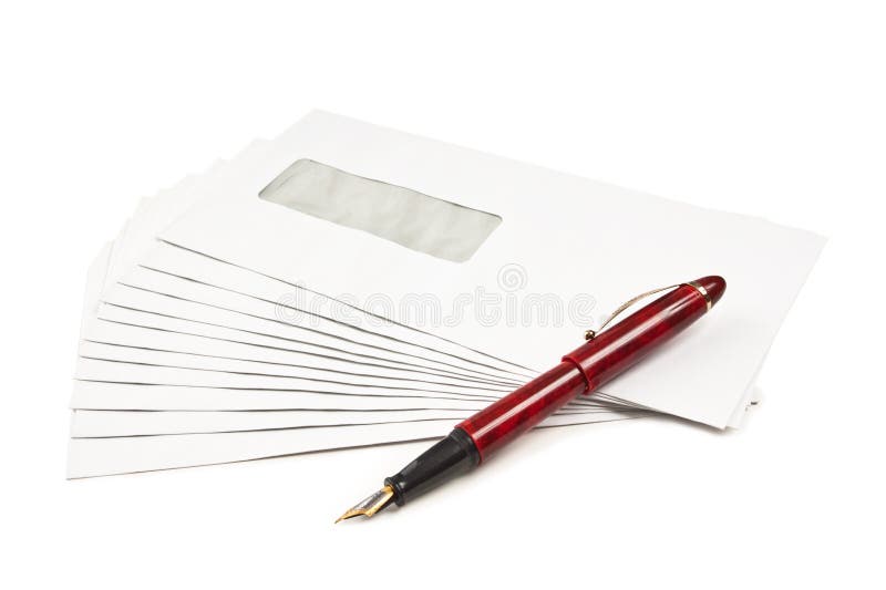 Letter Paper, Envelope and Pen Stock Image - Image of isolated, lines ...