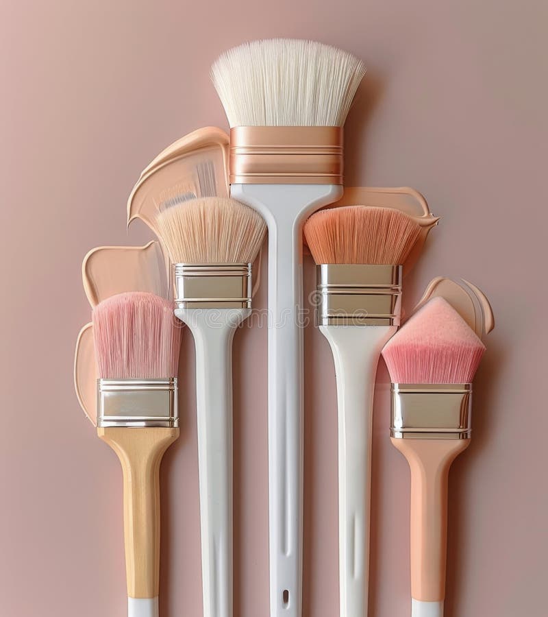 Group of Makeup Brushes Arranged on Table Stock Image - Image of ...