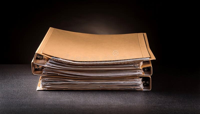 Stack of Manila Folders Sits on a Dark Surface Stock Illustration ...