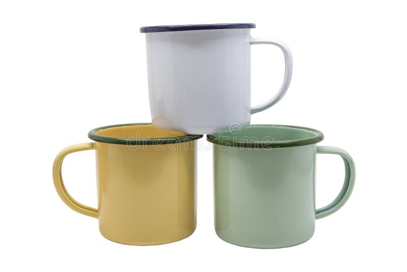 Stack of Many Color Tin Cup Isolate on White Background with Clipping ...