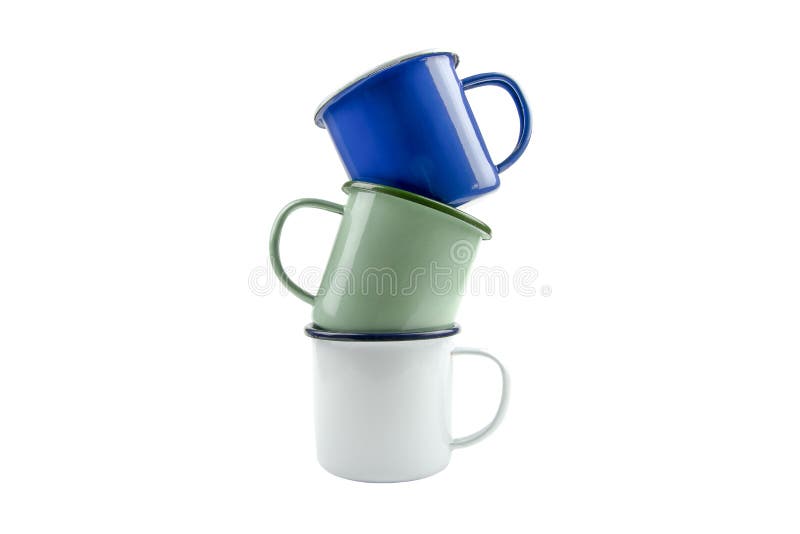 Stack of Many Colours Tin Cup Isolate on White Background Stock Photo ...