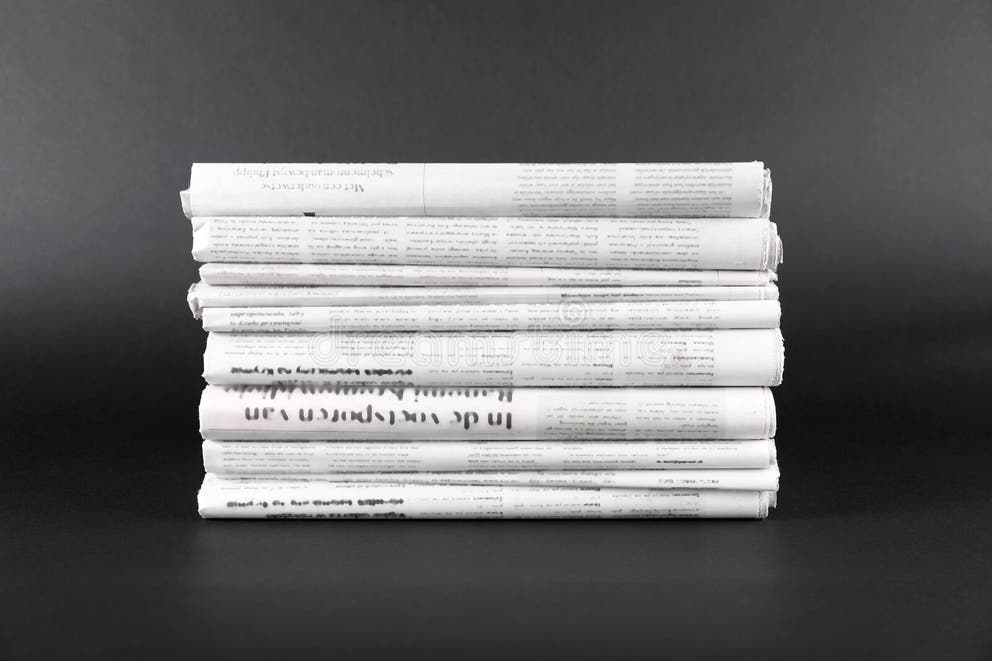 Stack of Many Newspapers in Different Languages on Grey Background ...