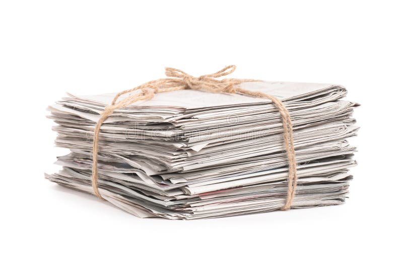 Stack of Many Newspapers Isolated on White Stock Image - Image of read ...
