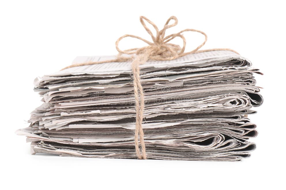 Stack of Many Newspapers Isolated on White Stock Photo - Image of ...