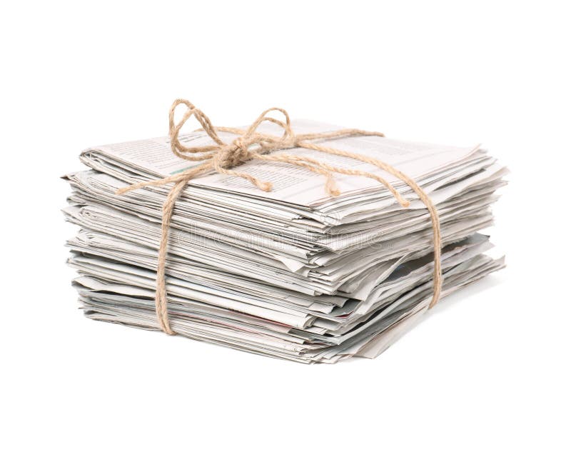Stack of Many Newspapers Isolated on White Stock Image - Image of ...