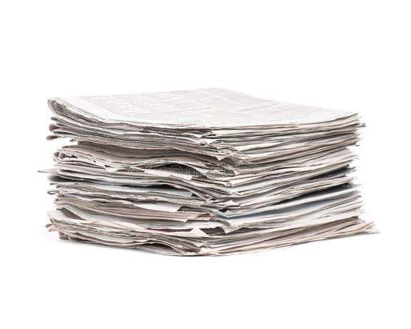 Stack of Many Newspapers Isolated on White Stock Photo - Image of ...