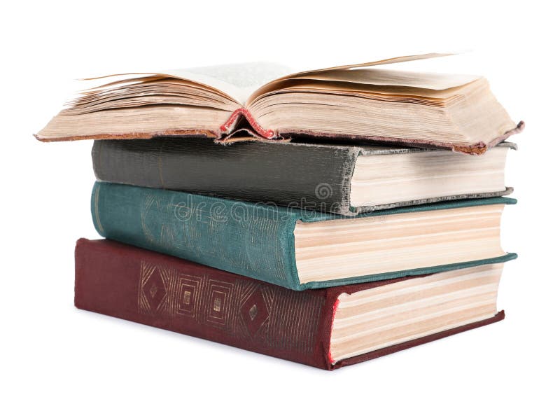 Stack of Many Old Hardcover Books Isolated on White Stock Photo - Image ...