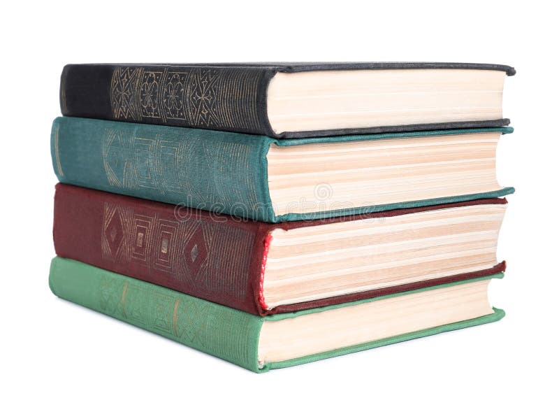 Stack of Many Old Hardcover Books Isolated on White Stock Photo - Image ...