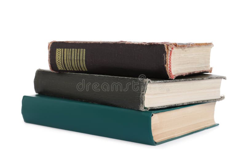 Stack of Many Old Hardcover Books Isolated on White Stock Photo - Image ...