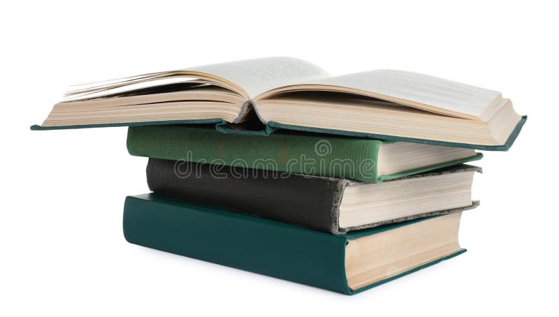 Stack of Many Old Hardcover Books Isolated on White Stock Image - Image ...