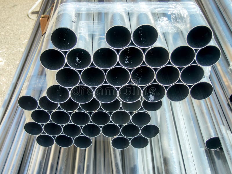 Stack of Many Pipes at the Construction Site Stock Image - Image of ...