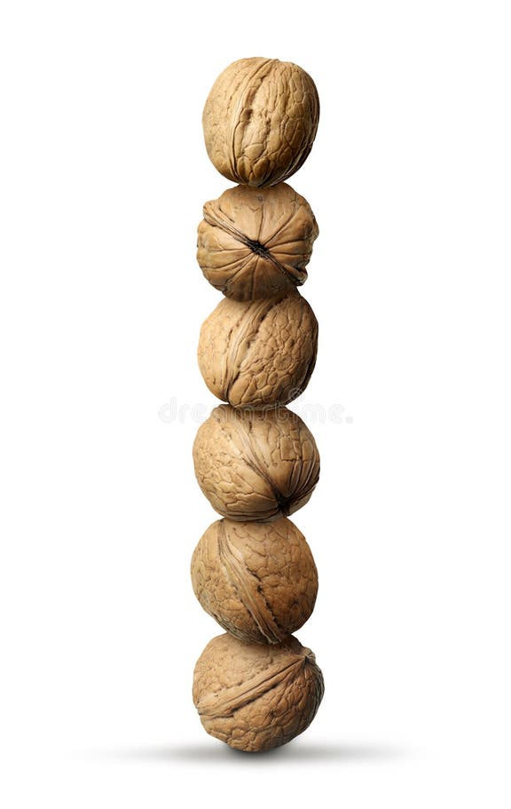 Stack of Many Walnuts on White Background Stock Image - Image of tower ...