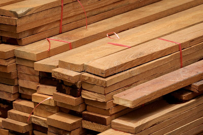 Stack of Many Wooden Planks in Construction Site Stock Photo - Image of ...