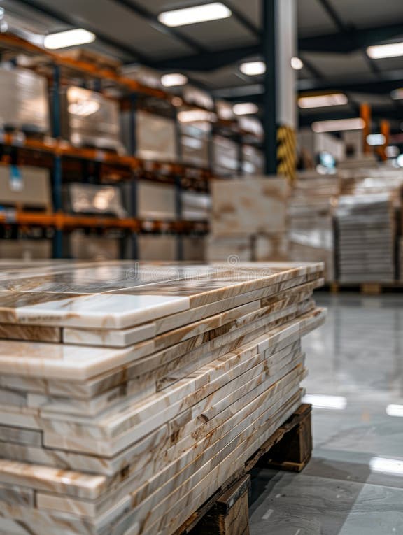 Stack of Marble Slabs in a Warehouse Setting Stock Photo - Image of ...