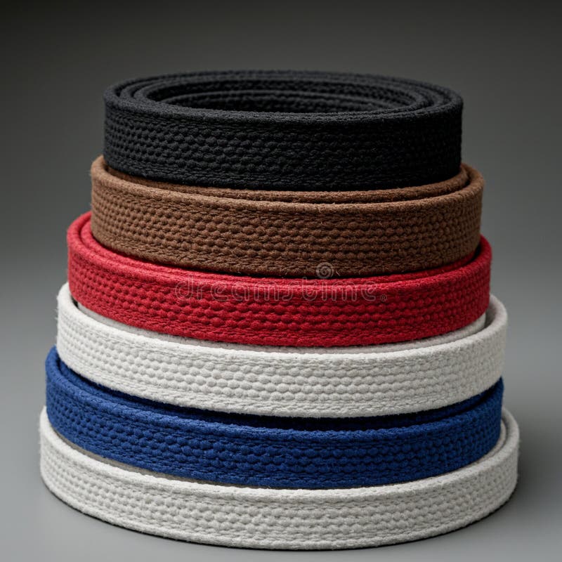 Stack of Martial Arts Belts in Ascending Order Based on Hierarchy Stock ...