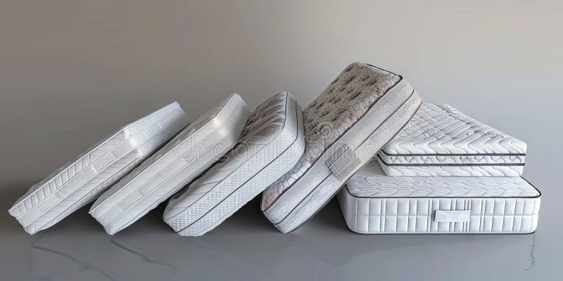 A Stack of Mattresses on a Gray Surface Stock Image - Image of wall ...