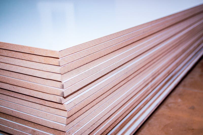 Stack of MDF Panels Close-up at Furniture Production Stock Image ...