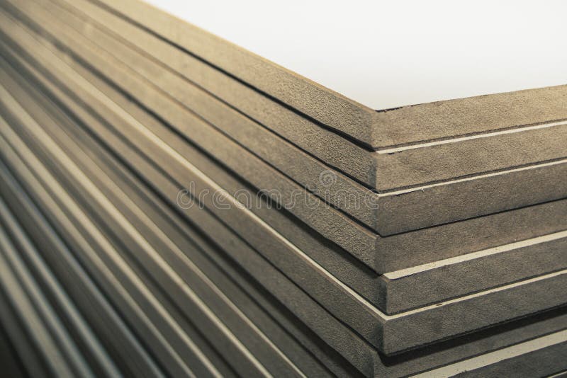 A Stack of Mdf Panels Neatly Stacked in a Cabinetry Shop, Background ...