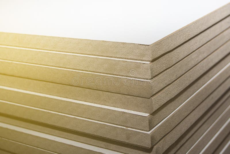 A Stack of Mdf Panels Neatly Stacked in a Cabinetry Shop, Background ...