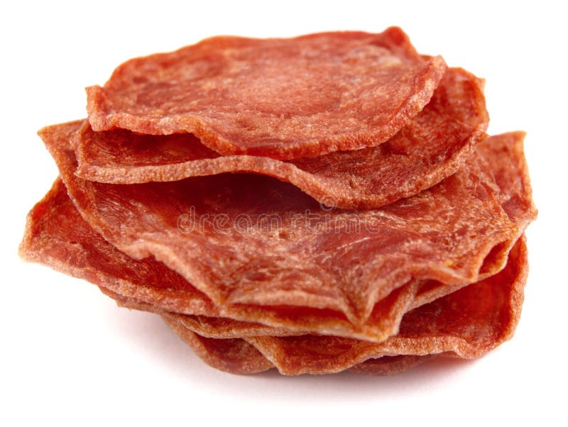 A Stack of Meat Chips is Isolated on a White Background. Full Clipping ...