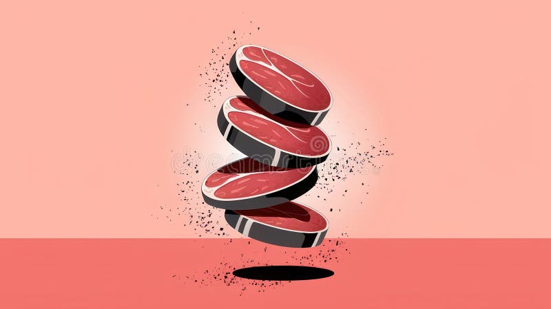 Stack of Meat is on a Table Stock Illustration - Illustration of stack ...