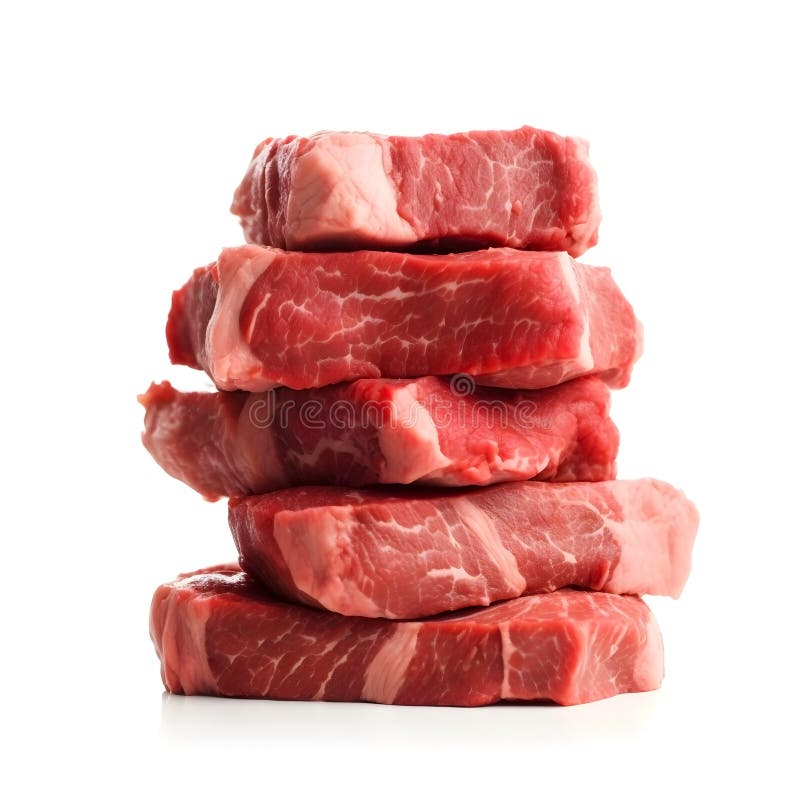 Stack of Meat on White Backgrounds . Stock Illustration - Illustration ...