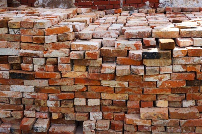 Stack of Medieval Bricks during Restoration of Old Building Stock Image ...