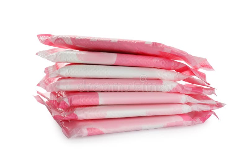 Stack of Menstrual Pads on White Background. Gynecological Care Stock Photo - Image of isolated ...