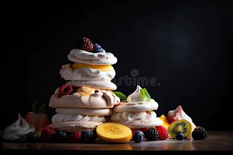 Stack of Meringue Rounds, with Layers and Flavors of Different Fruits ...