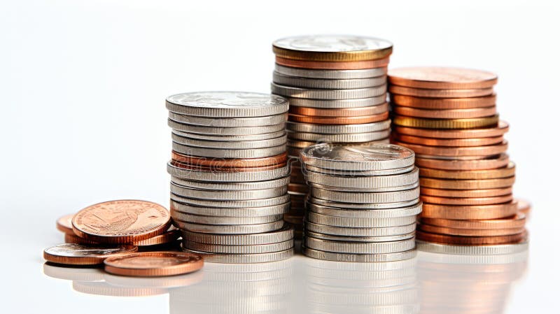 Stack of Metal Coins Change in a Bunch Isolated Stock Image - Image of ...