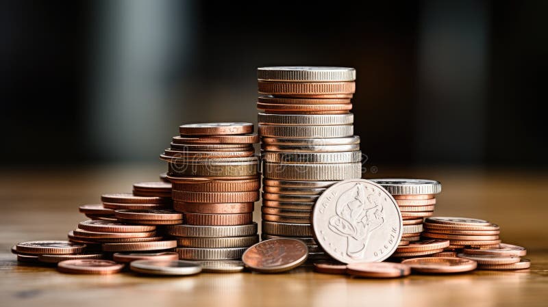 Stack of Metal Coins Change in a Bunch Isolated Stock Illustration ...