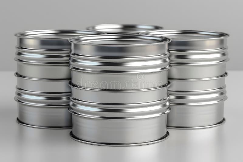 Stack of Metal Containers on Table. Generative AI Stock Illustration ...