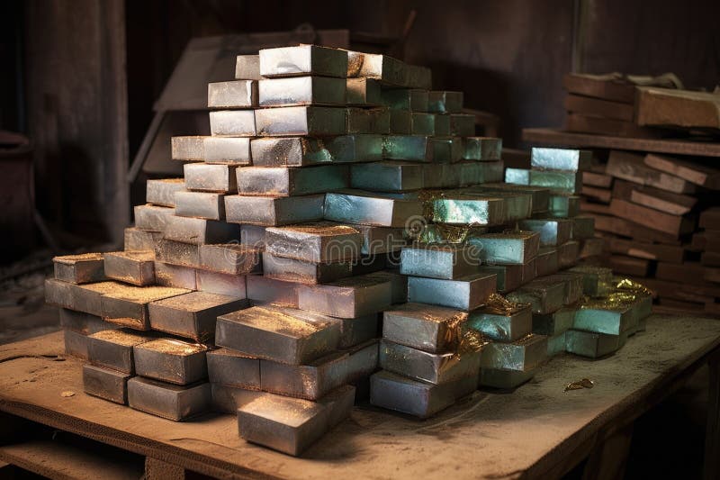 Stack of Metal Ingots Ready for Processing Stock Image - Image of ...