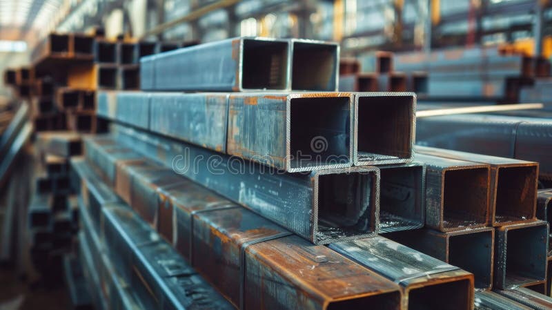 A Stack of Metal Pipes in a Factory Stock Photo - Image of pile, heavy ...