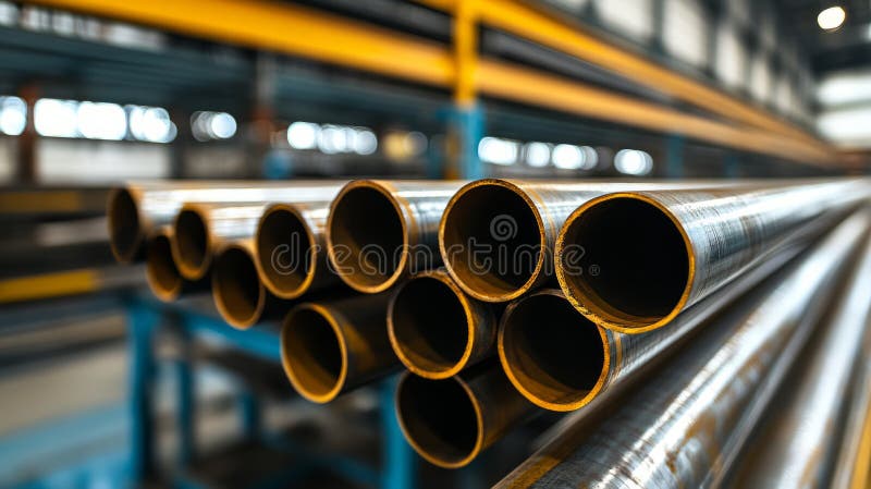 Stack of Metal Pipes in an Industrial Setting Stock Photo - Image of ...