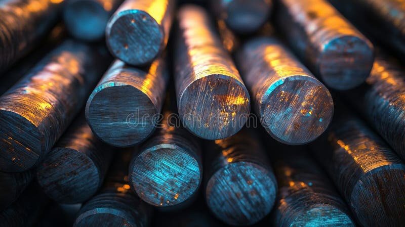 Stack of Metal Rods Creating Industrial Background Stock Photo - Image ...