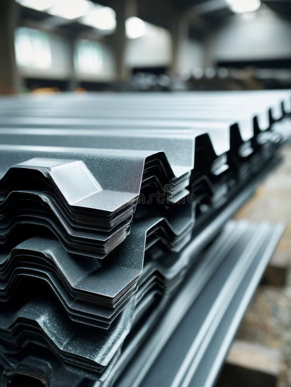 Stack of Metal Roofing Sheets in Warehouse, Building Materials Ready ...