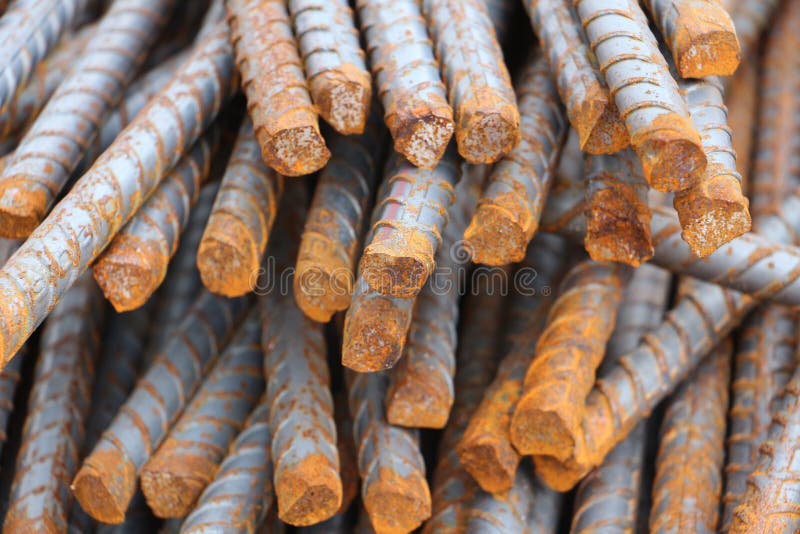 Stack of the Metal Rusty Reinforcement Bars Stock Image - Image of ...