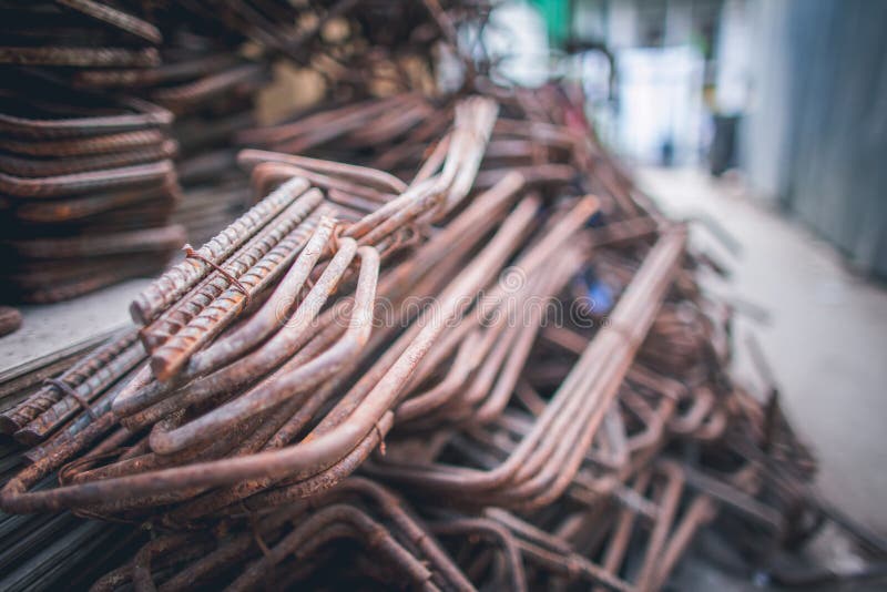 Stack of the Metal Rusty Reinforcement Bars Stock Photo - Image of ...