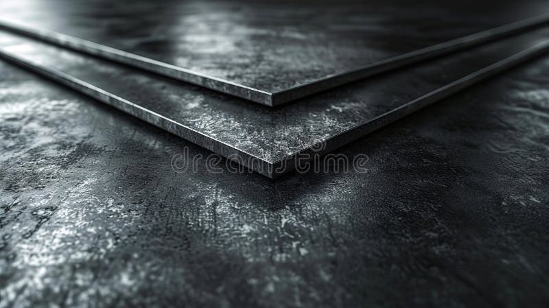 A Stack of Metal Sheets on a Black Surface Stock Image - Image of dark ...
