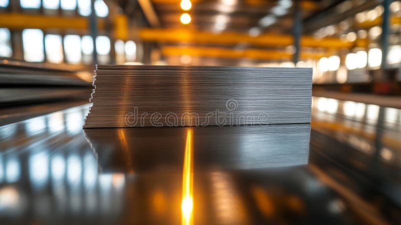 Stack of Metal Sheets in Industrial Factory Setting Stock Illustration ...