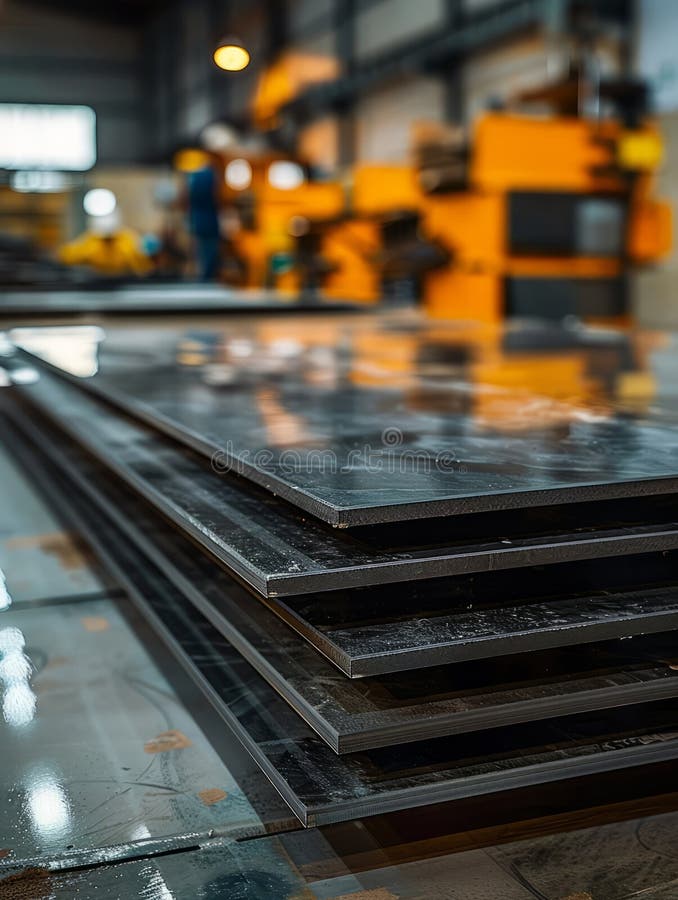 Stack of Metal Sheets in an Industrial Factory Setting Stock Image ...