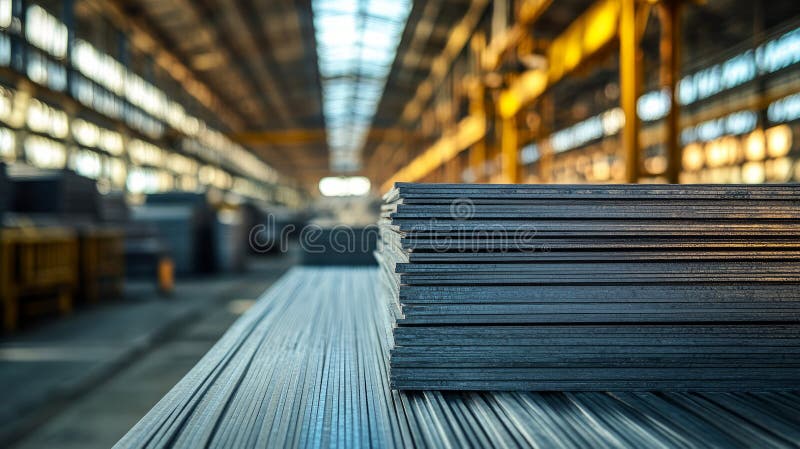 Stack of Metal Sheets in an Industrial Factory Setting. Stock Photo ...