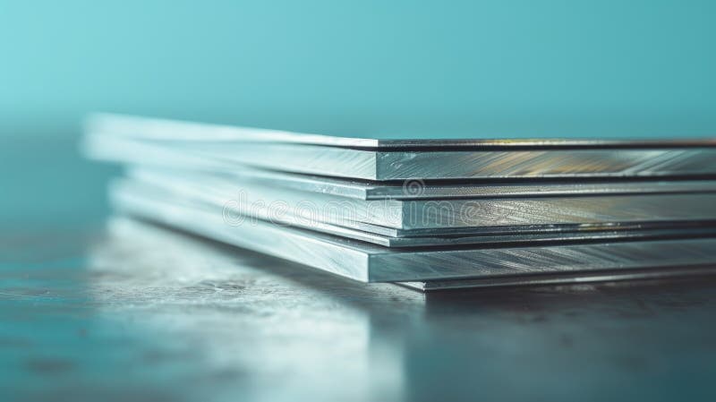 Stack of Metal Sheets on a Reflective Surface. Stock Photo - Image of ...