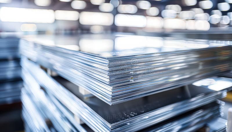 Stack of Metal Sheets with a Shiny, Reflective Surface. Stock Image ...